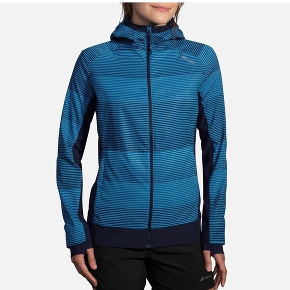 Brooks | Jackets & Coats | Brooks Womens Blue Striped Full Zip Hoodie ...